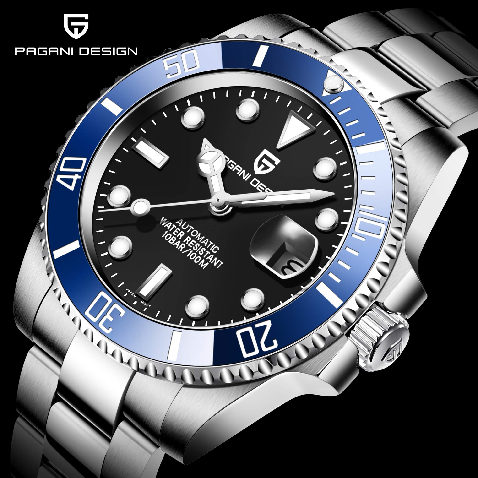 CEYADG Pagani Design Men's Watches Japanese Automatic Mechanical 40mm Sport Waterproof Stainless Steel Sapphire Glass Wrist Watch