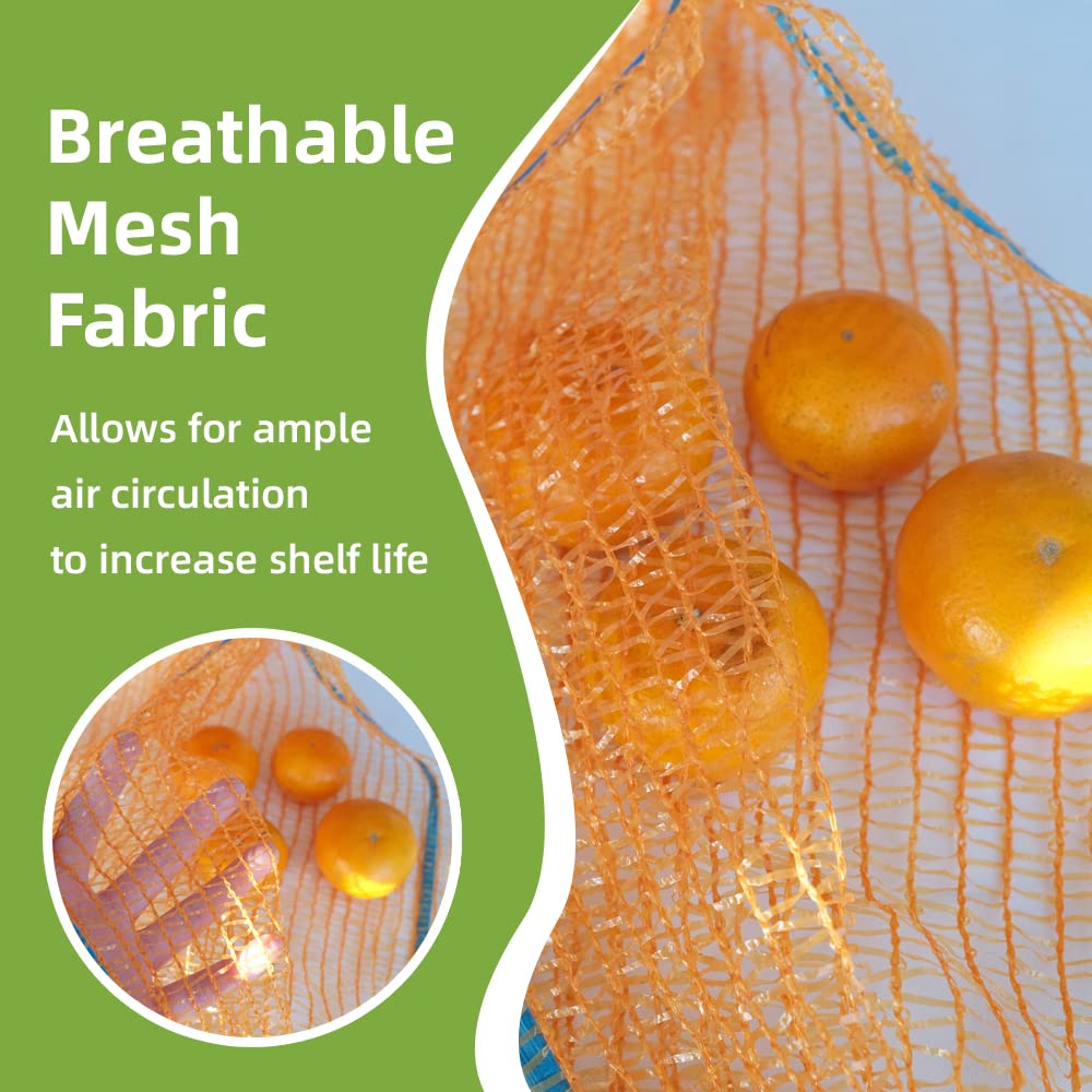 deebree Reusable Potato Storage Mesh Bags, 18"×22” Breathable Mesh Firewood Bags Raschel Mesh Bag for Vegetables Washable Net Bags with Drawstring for Potato Onion Storage 10 Pack