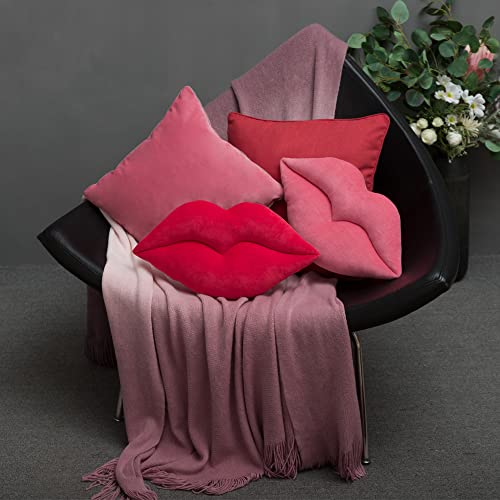KINGROSE 3D Lip Throw Pillow Decorative Little Pillows Soft Cute Cushion for Sofa Couch Bed Home Decor Girls 11 x 18 Inches Red