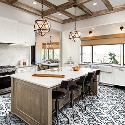 Retro Self Adhesive 12-Inch Vinyl Floor Tiles, 20 Tiles - 12" x 12", Mid Century Modern Slate Pattern - Peel & Stick, DIY Flooring for Kitchen, Dining Room, Bedrooms & Bathrooms by Achim Home Decor