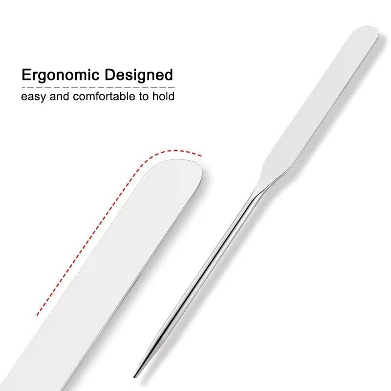 Faiteary Makeup Spatula and Palette Set, Stainless Steel Makeup Spatula and Palette for Professional Pigment Blending, Eye Shadow or Eyelash Makeup Mixing, Suitable Facial Cosmetic Makeup Tool