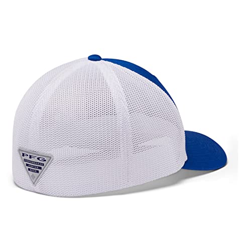 Columbia Unisex PFG Logo Mesh Ball Cap - High, Blue Macaw/White/Marlin, Small/Medium