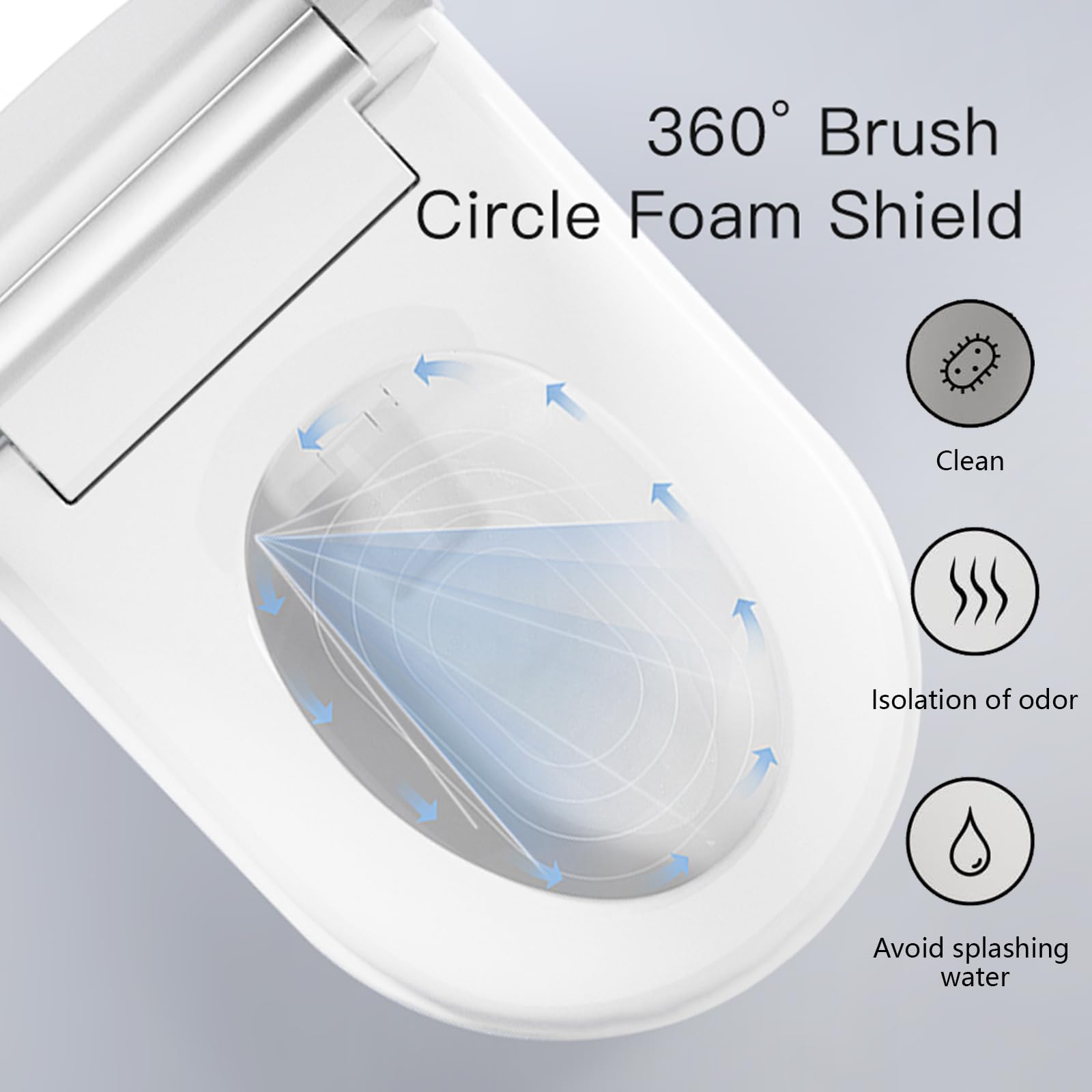 Fefances Smart Toilet with Integrated Bidet Seat - Tankless Design, Auto Lid Open/Close & Flush, Heated Seat for Comfort, Digital Display, Elongated Bowl - Perfect for Modern Bathrooms,White