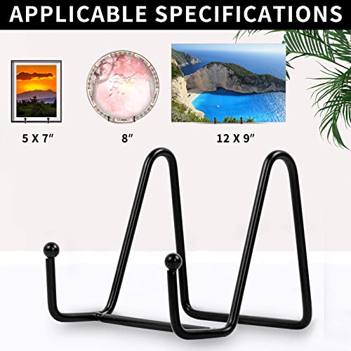 HAOBAOBEI Plate Stands for Display, 2 Pack 3 Inch Metal Frame Holder Stand, Plate Holder Display Stand for Christmas Picture, Decorative Plate, Dish, Book, Photo Easel, Collectibles Tabletop (Black)