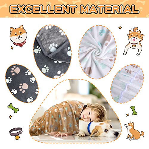 Rezutan Upgraded Dog Blankets for Large Dogs, 3 Pack Dog Cat Flannel Blankets Washable, Soft Pet Mat Throw Cover for Kennel Crate Bed, Cute Paw Pattern, Dog Blanket, Pet Blanket 31" x 41"