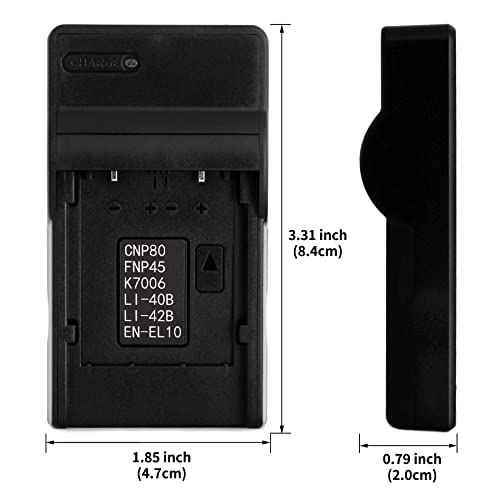 NP-80 USB Charger for Casio Exilim EX-G1, Exilim EX-N1, Exilim EX-N2, Exilim EX-S5, Exilim EX-S8, Exilim EX-S9, Exilim EX-Z35, Exilim EX-Z550, Exilim EX-Z800 Camera and More