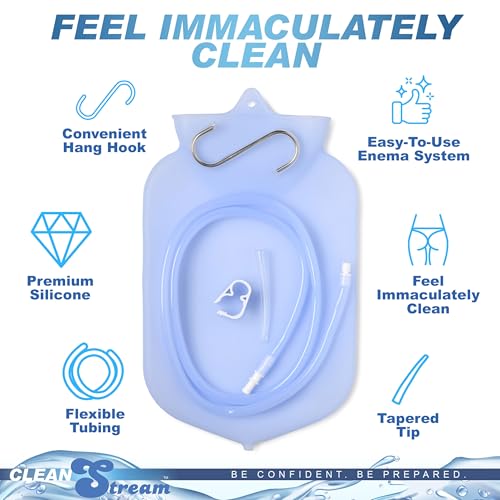 Clean Stream Silicone Open Flow Top Douche Enema Bag