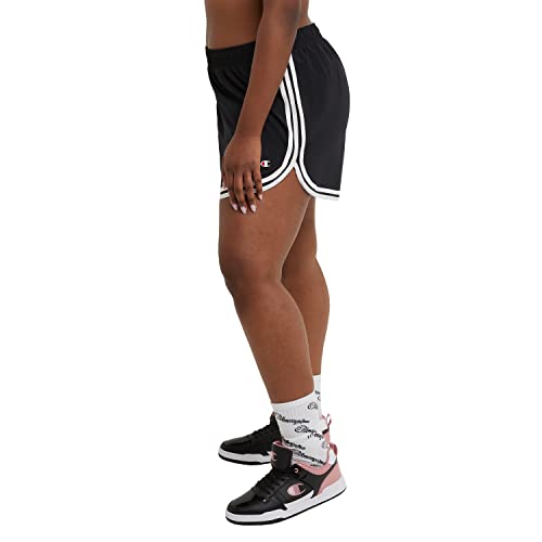 Champion, Varsity, Moisture Wicking, Lightweight Gym Shorts for Women, 3.5" (Plus Size Available), Black, Medium