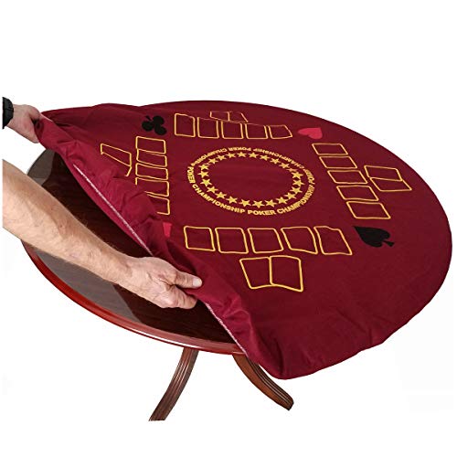 Championship Poker Felt Game Table Cover Stretches to fit up to 48 inches Casino Red