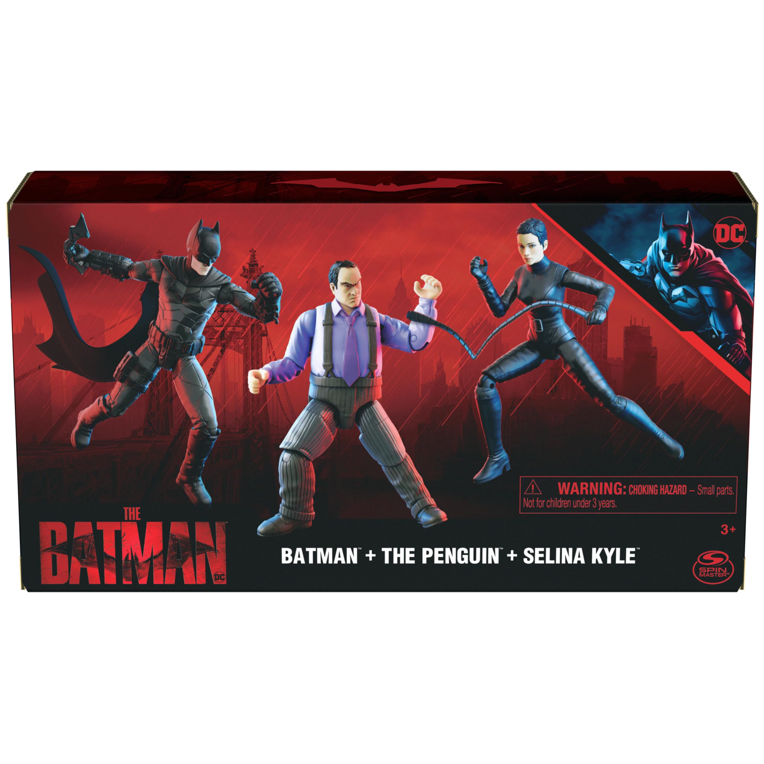 DC Comics, Batman 3-Pack with Exclusive 4” Batman, Selina Kyle, The Penguin Action Figures, 3 Accessories, Batman Movie Kids Toys (Amazon Exclusive)