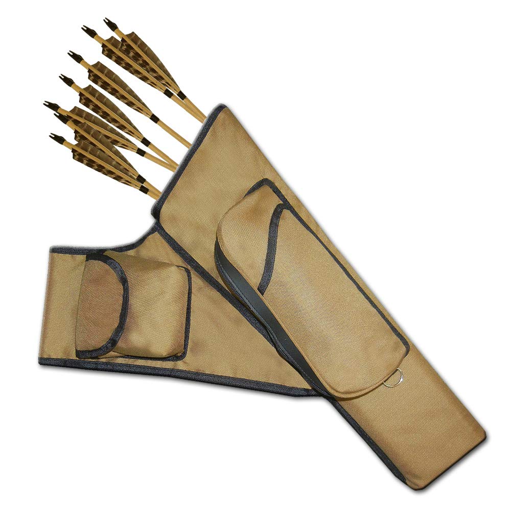 CAROL Archery Three Tubes Target Side/Hip Fabric Arrow Quiver FAQPT787A Khaki R/H
