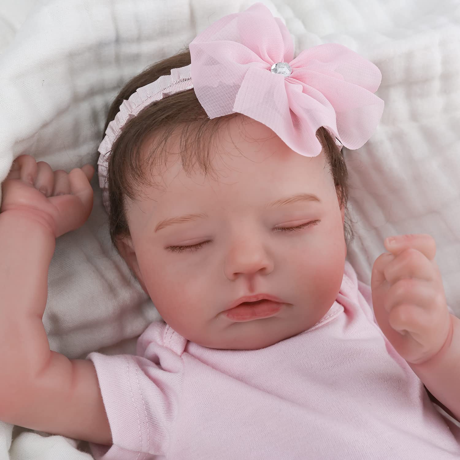 DCOLCO 20 Inch Reborn Baby Doll - Lifelike Sleeping Toy with Closed Eyes, Soft Body for Kids Age 3+
