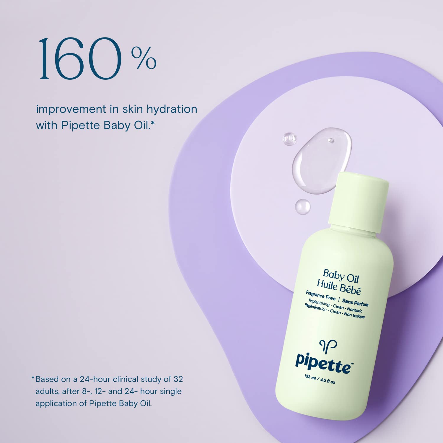 Pipette Baby Cream to Powder Baby Oil Bundle - Keep Baby's Skin Happy with Renewable Plant-Derived Squalane, Fragrance Free