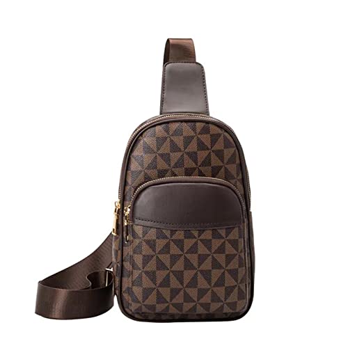 KEMZA Sling Crossbody Backpack Shoulder Bag for Hiking Walking Biking Travel Cycling Men Women (Brown)