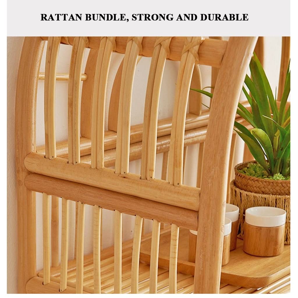 EESHHA Bookcase 4-Tier Arched Bookshelf, Rattan Tall Open Bookcase Storage Shelves, Wood Metal Freestanding Display Rack, Home Decor for Bedroom, Living Room