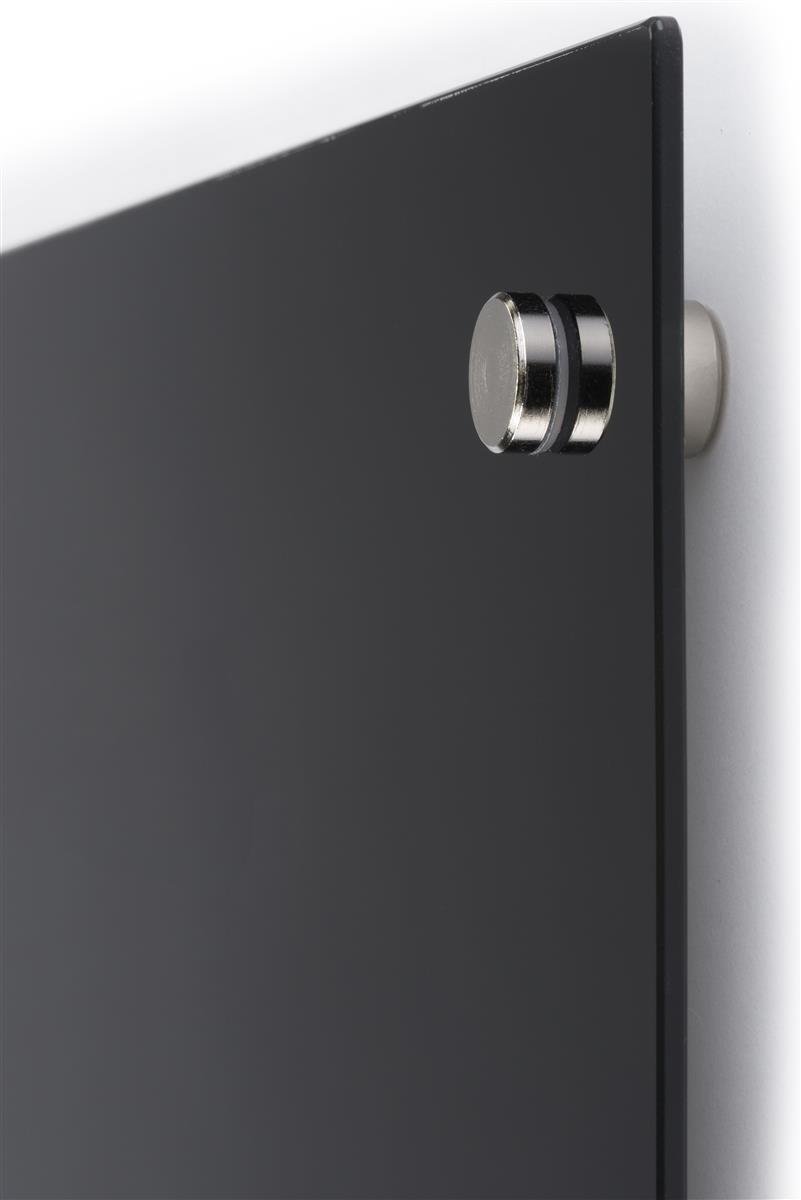 Displays2go, Glass Blackboard, Tempered Glass Construction, Magnet Receptive, Frameless Design – Black Finish (GB3660SBK)