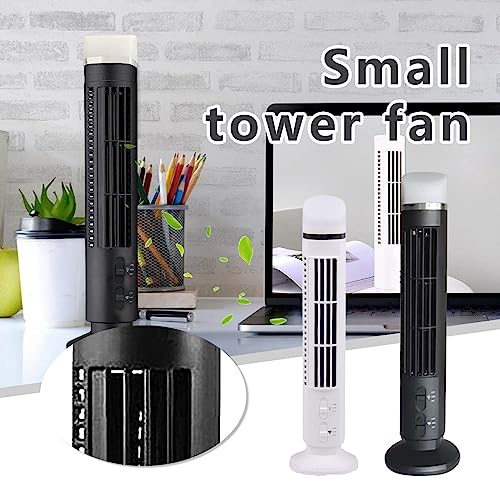 HWZQDJ Upgraded LED Tower Fan, Desktop Mini Vertical Conditioner with 2 Wind Speed Mode, Household Led Bladeless Tower Cooling Fan With Lighting Function, USB Charging Stand Up Tower Fan