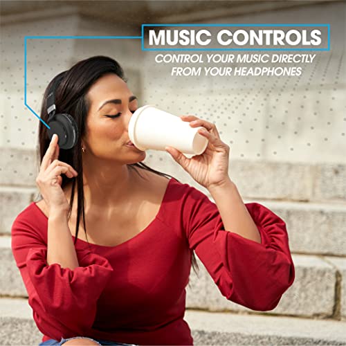 Coby Wireless On-Ear Headphones Bluetooth 5.3 Virtual Assistant Support Portable Folding with Microphone, Music and Call Controls, FM Radio, 6 Hour Battery Life, 33 Feet / 10 Meter Range (Black)