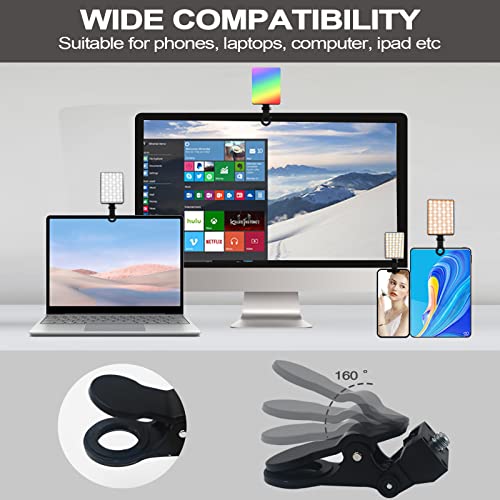 GreatLPT RGB Phone Light Clip, Cell Phone Fill Light 360° Full Color CRI 95+ Dimmable 2500K-8500K, 2000mAh Rechargeable Phone Clip Light for Selfie, Makeup, Video Conference, TikTok