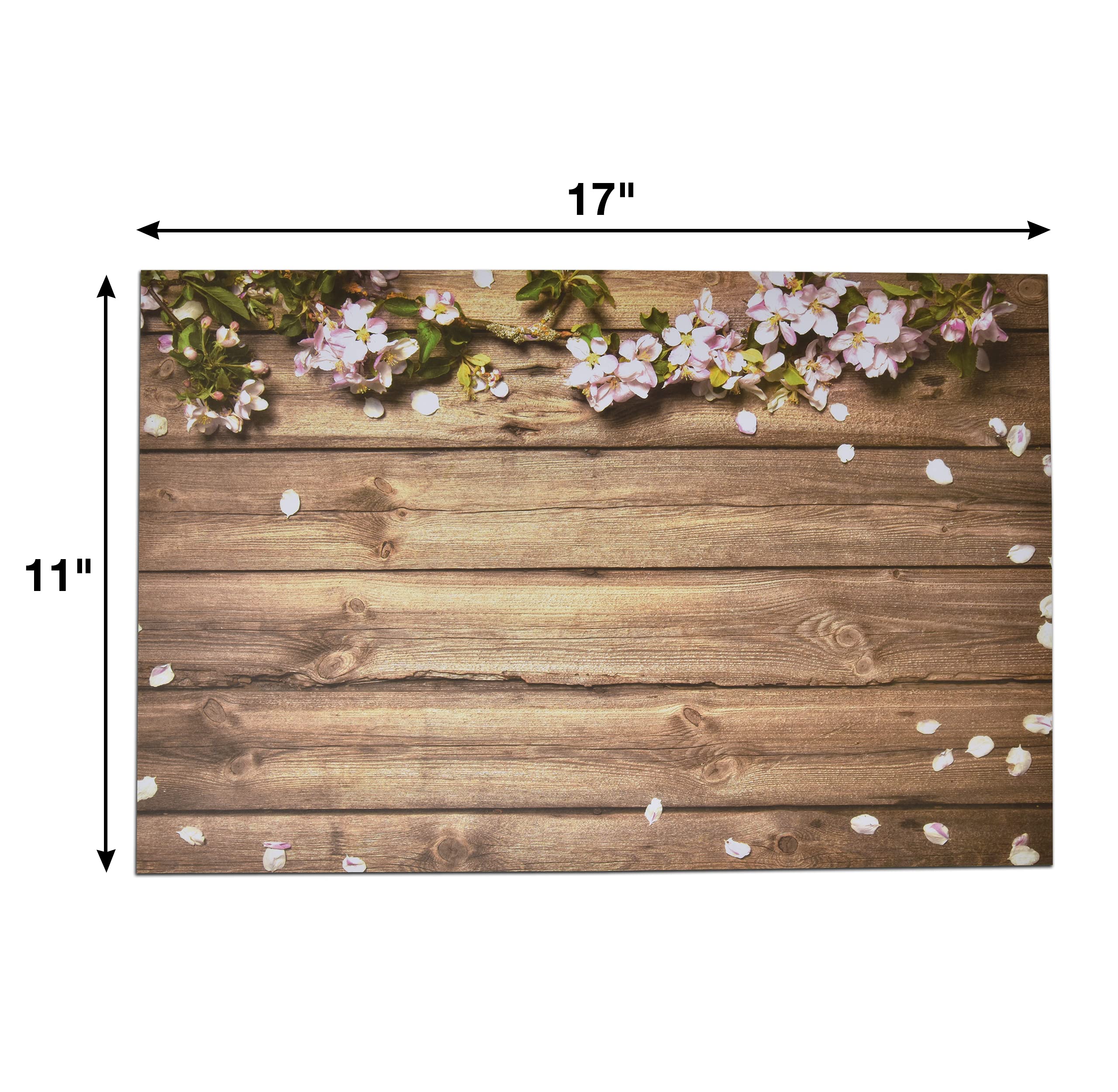 Disposable Floral Rustic Paper Place Mats 50 Pack 11”x 17” Rectangle Spring Pink Flower Charger Place Mat for Summer Wood Board Dinner Table Setting Bridal Shower Wedding Party Supplies Decoration