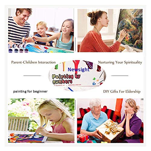 Newsight Paint by Numbers for Adults & Kids & Beginners DIY Acrylic Painting Gift Kits Drawing Paintwork with Paintbrushes(16 * 20 inch Street Under Eiffel Tower)