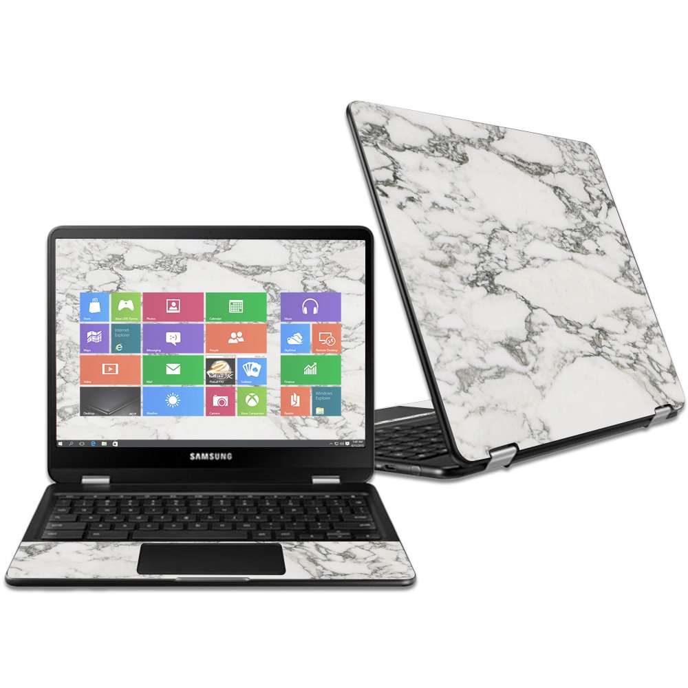 Mightyskins Skin Compatible with Samsung Chromebook Pro 12.3" - White Marble | Protective, Durable, and Unique Vinyl Decal Wrap Cover | Easy to Apply, Remove, and Change Styles | Made in The USA