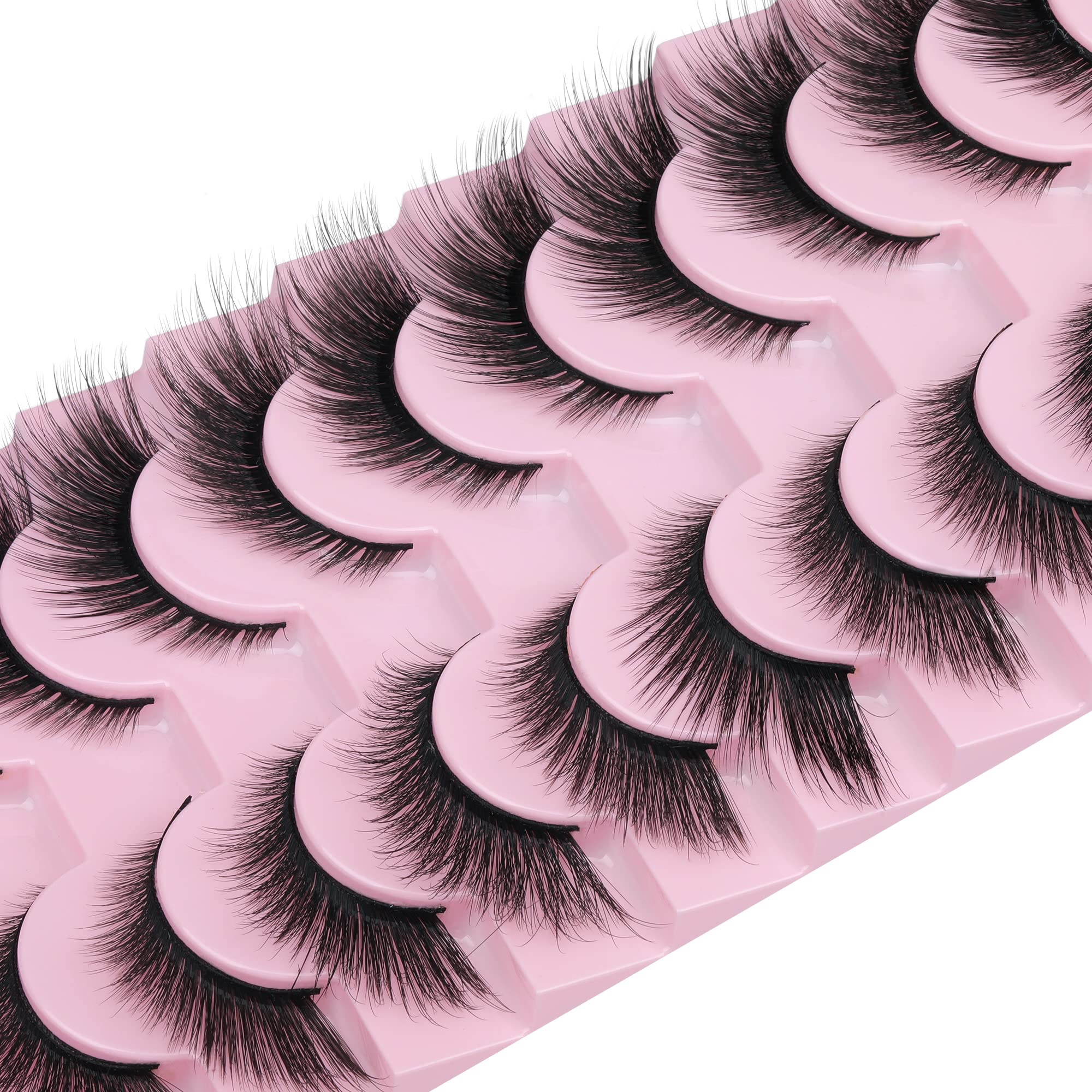 False Eyelashes Natural Look Strip Lashes L Curl Fox Eye Lashes Like Eyelash Extension Wispy Cat Eye lashes Pack Faux Mink Lashes Fluffy Volume Fake Eyelashes by zenotti