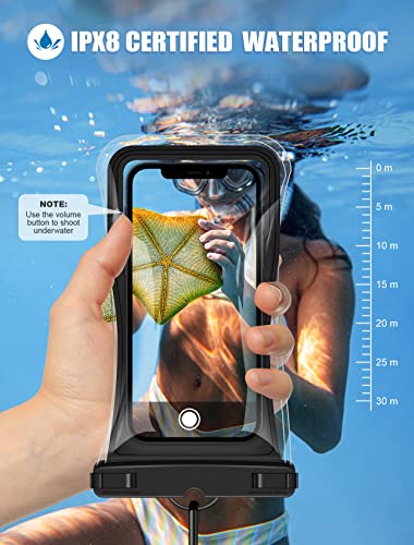 Vuwwey Waterproof Phone Pouch, [Super Buoyant] Floating IPX8 Waterproof Phone Case, [2 Pack] Cellphone Dry Bag with Lanyard Compatible with iPhone 14 13 12 11 Pro Max XS XR X Up to 6.9''-Black