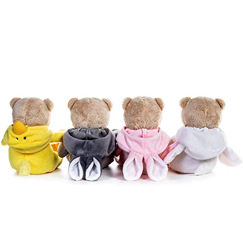 My OLi 7" Easter Bears Pack of 4 Stuffed Costumed Teddy Bears: Bunny, Chicken and Sheep with Flippable Hats Easter Gifts for Babies Kids Boys Girls