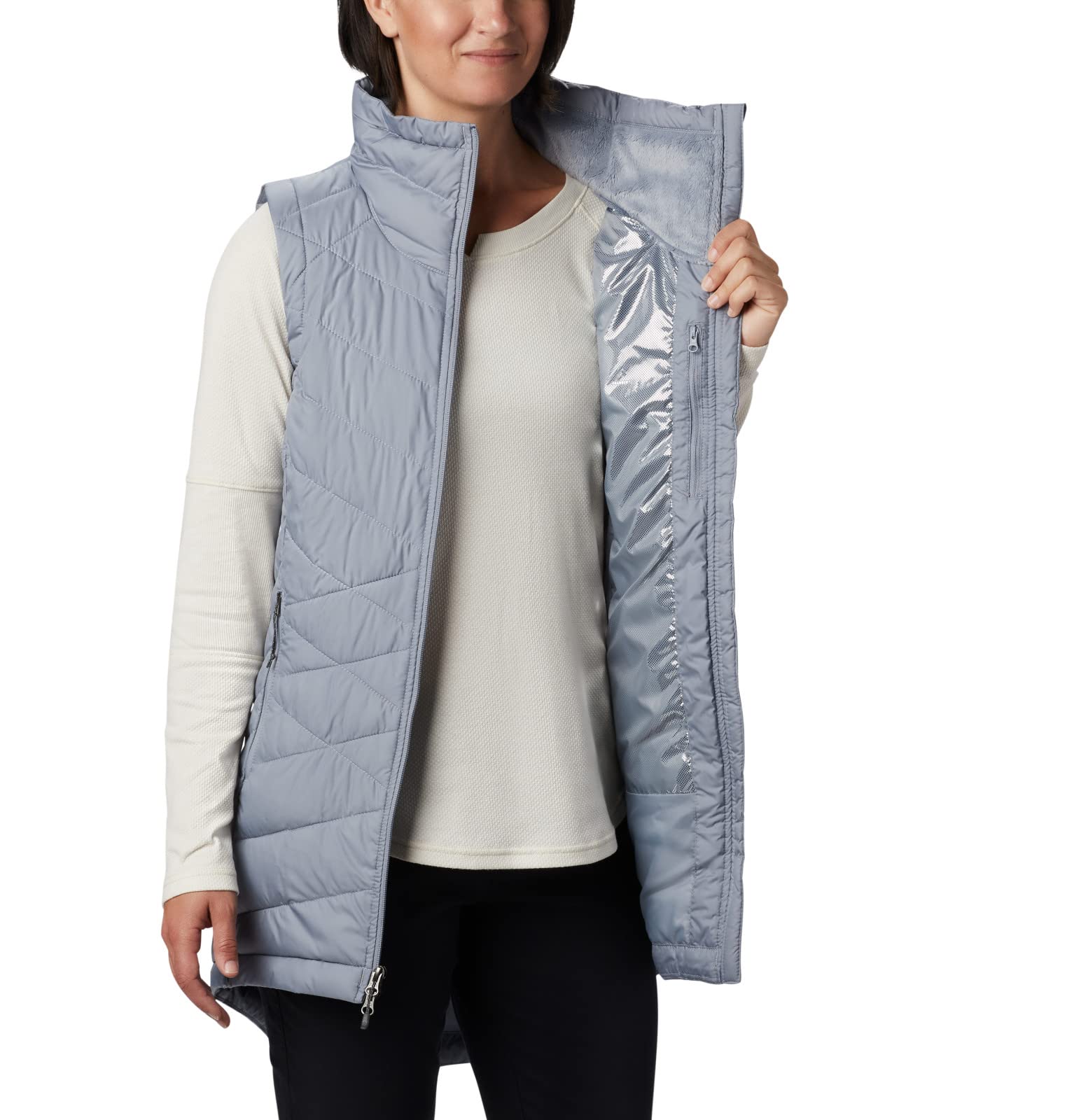 Columbia Women's Heavenly Long Vest, Trade Winds Grey, Small
