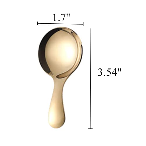 PHAETON 8PCS Golden Stainless Steel Short Handle Spoons Soup Spoons Condiments Spoon Dessert Spoon Tea Coffee Spoons