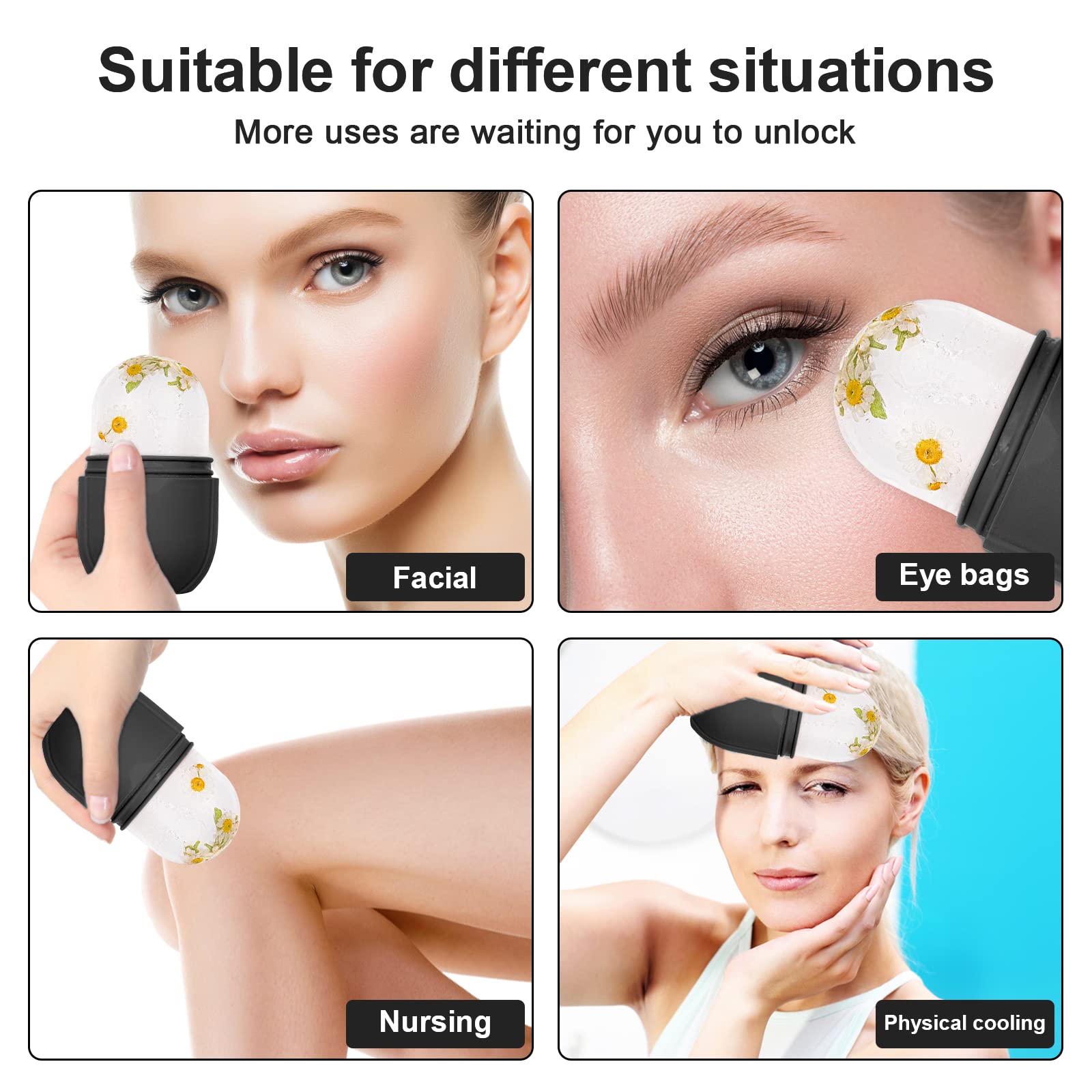 Ice Roller for Face and Eye, Silicone Ice Mold Face Massage, Facial Beauty Ice Roller Skin Care Tools, Face Ice Roller Skin Care Kit,Remove Fine Lines,Shrink Pores