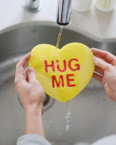 Ecologie by Danica Swedish Sponge Cloth, Absorbent Cellulose Large Swedish Dishcloth, Heart Be Mine - 6.5 x 8 in | Set of 3