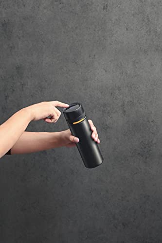 Hydr8 Rehydr8-Stainless Steel Water Bottle 17oz Thermos Coffee Flask Hydro Jug With Tea Infuser Stainless Steel Water Bottle w/ LED Temperature Display Stay Cold/Hot~24Hour-Black