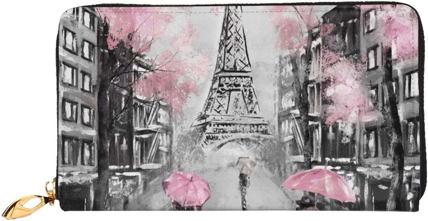 Eiffel Tower Paris Lover Leather Wallet Long Clutch Purse Fashion Wristlet Handbag