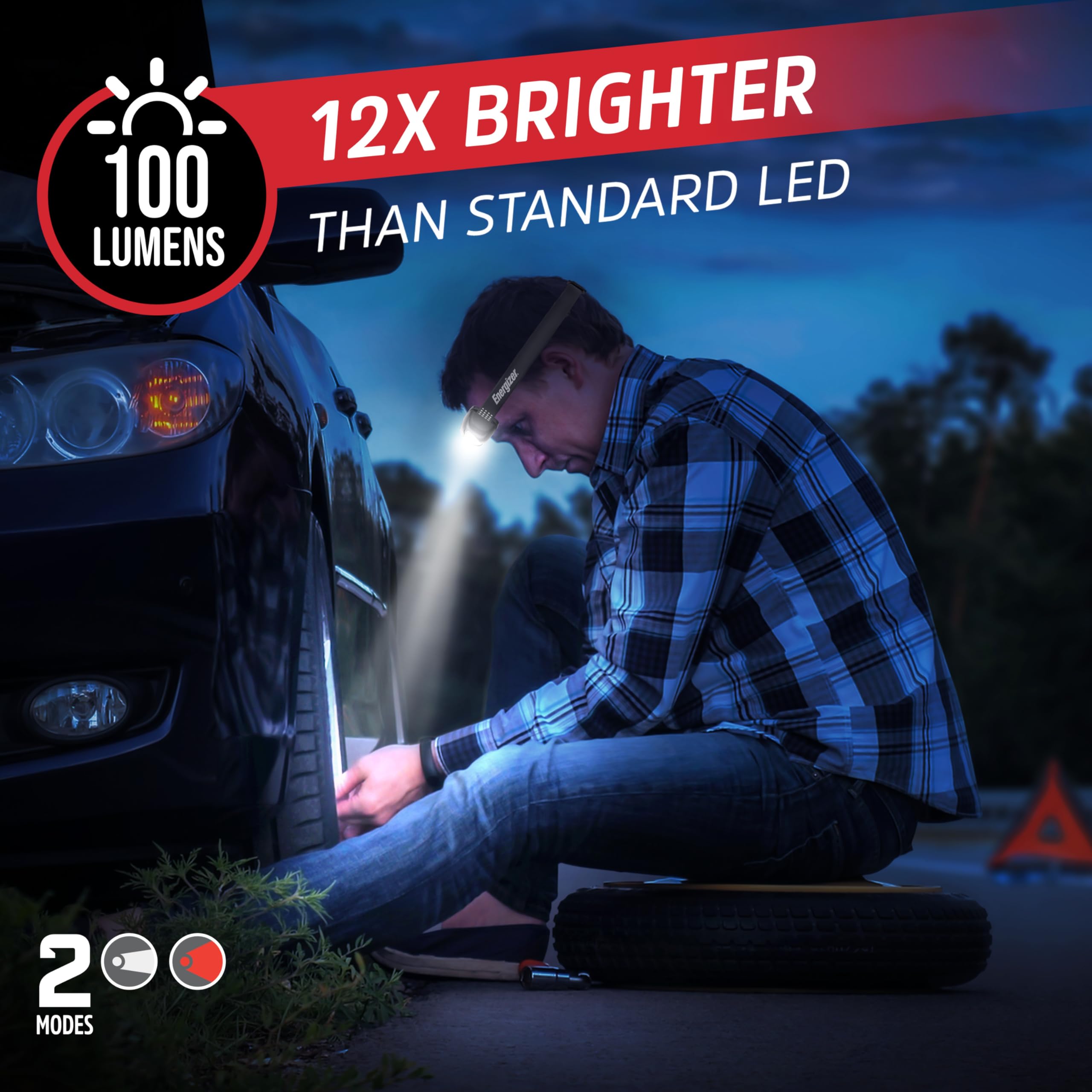 Energizer LED Headlamp (2-Pack) Universal+, IPX4 Water Resistant Headlamps, High-Performance Head Light for Outdoors, Camping, Running, Storm, Survival, (Batteries Included)