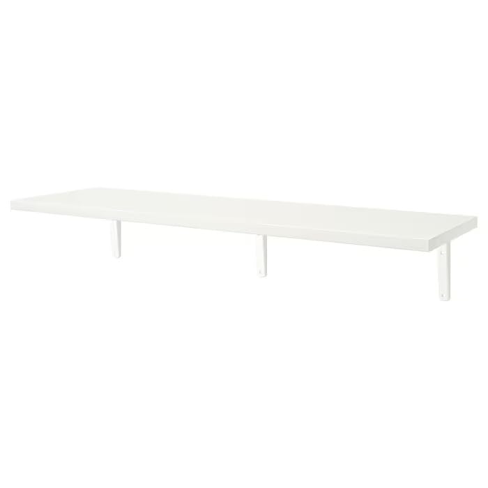 Generic Shelf with Bracket, White, 47 x11 Inches Floating Shelves,1 Set of Wall Mounted Shelf for Bathroom Decor, Bedroom, Living Room and Plants, Medium