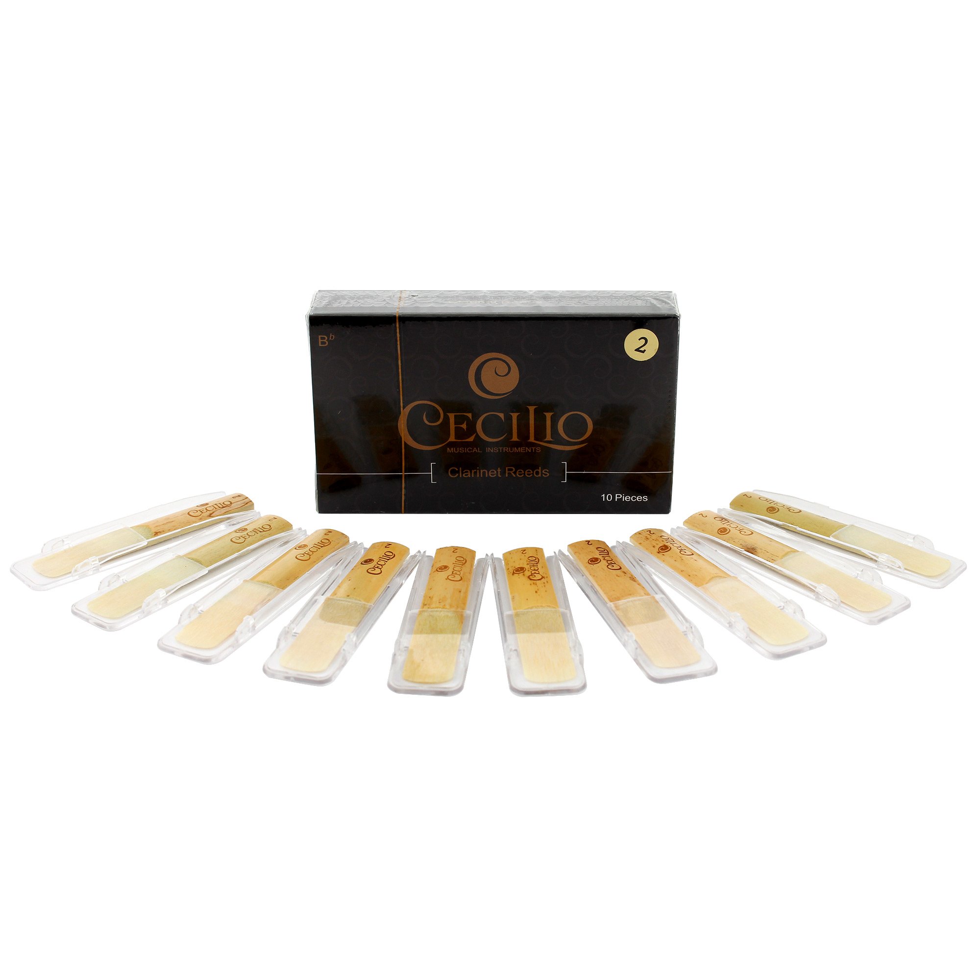 Cecilio Clarinet Reeds, 10-pack with Individual Plastic Case (Strength 2.0)