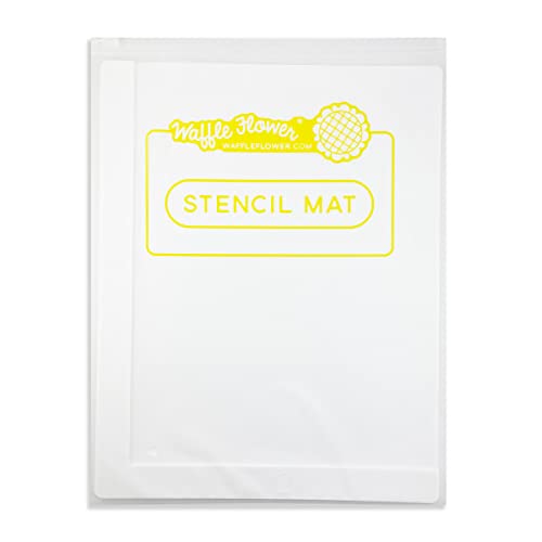 Waffle Flower Stencil Mat - Matte White Silicone Craft Mat w/Storage Bag for Ink Blending. Non-Slip, Waterproof, Heat-Resistant, Non-Stick and Non-Reflective. 9x12" Open Edge for Bigger Media Sizes.
