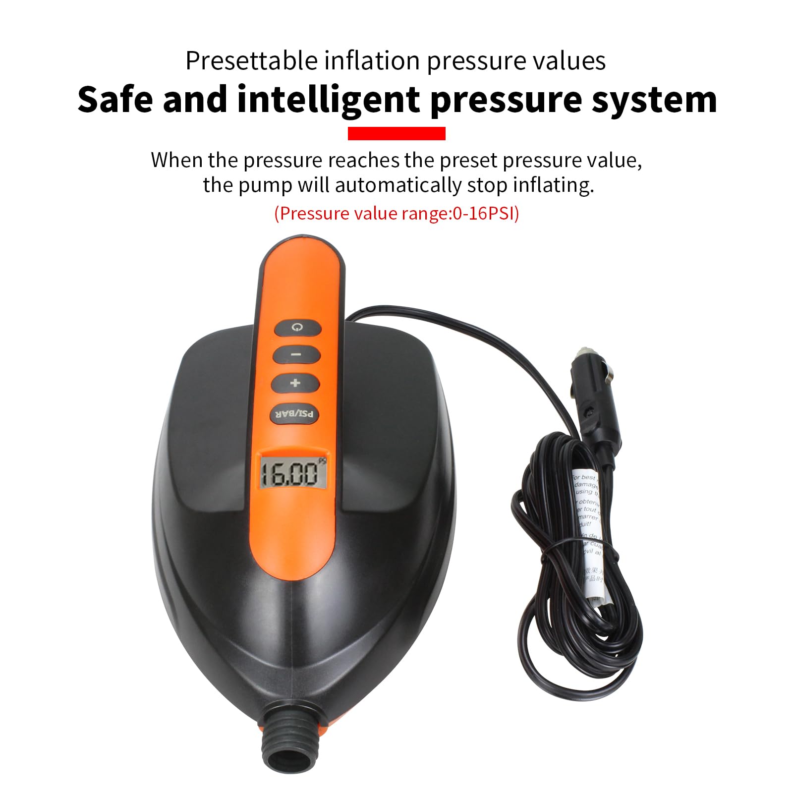 Dearsee SUP Electric Air Pump, 12V Digital LCD Sup Electric Portable Pump for Paddle Board, Inflatable Tent, Boats, Pool