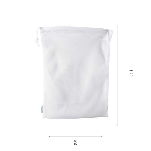 Kitchen Details 3 Pack Reusable Cotton Mesh Produce Bags | Green Living | Drawstring | Fruit and Vegetable Bags & Organizers | Good for Grocery Shopping | White