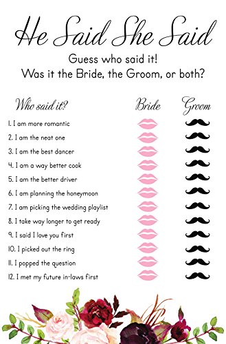 Planet Mango Floral Bridal Shower Games - Set of 4 Games for 50 Guests - with Mimosas Bar Banner and Bride to Be Sash