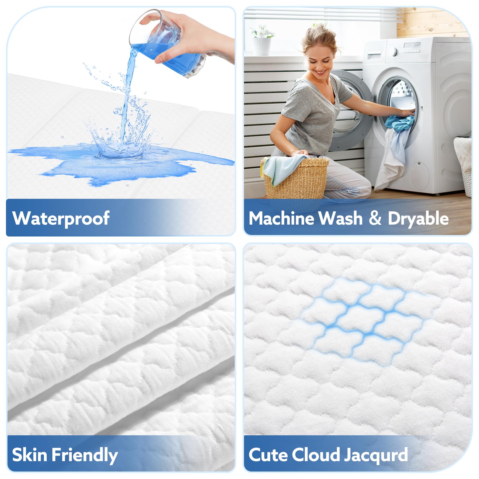 Criblike Trifold Pack and Play Mattress, Waterproof Playpen Mattress, Portable Crib Mattress Topper, with Soft Washable Cover, 38ββx26ββ
