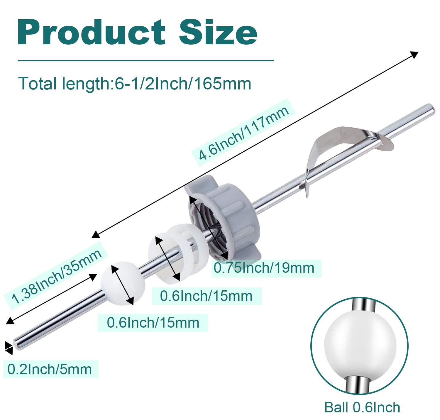 FullMayPro Lavatory Pop-Up Center Piece Assembly,Pop-Up Drain Repair Kit,Fits Most Popular Brands,Replacement Bathroom Sink Pivot Rod,15MM Ball, Chrome(2PCS)