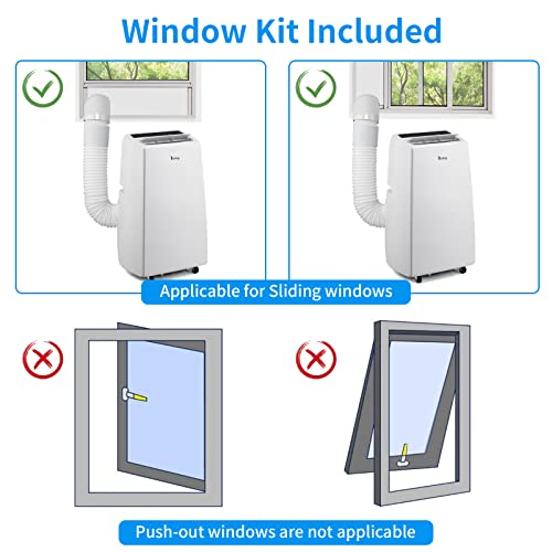 ROVSUN 13000 BTU 4-in-1 Portable Air Conditioner, Heater, Dehumidifier, Fan for Rooms Up to 550 sq ft Floor AC with Remote Control & Rolling Wheels & Window Installation Kit, White