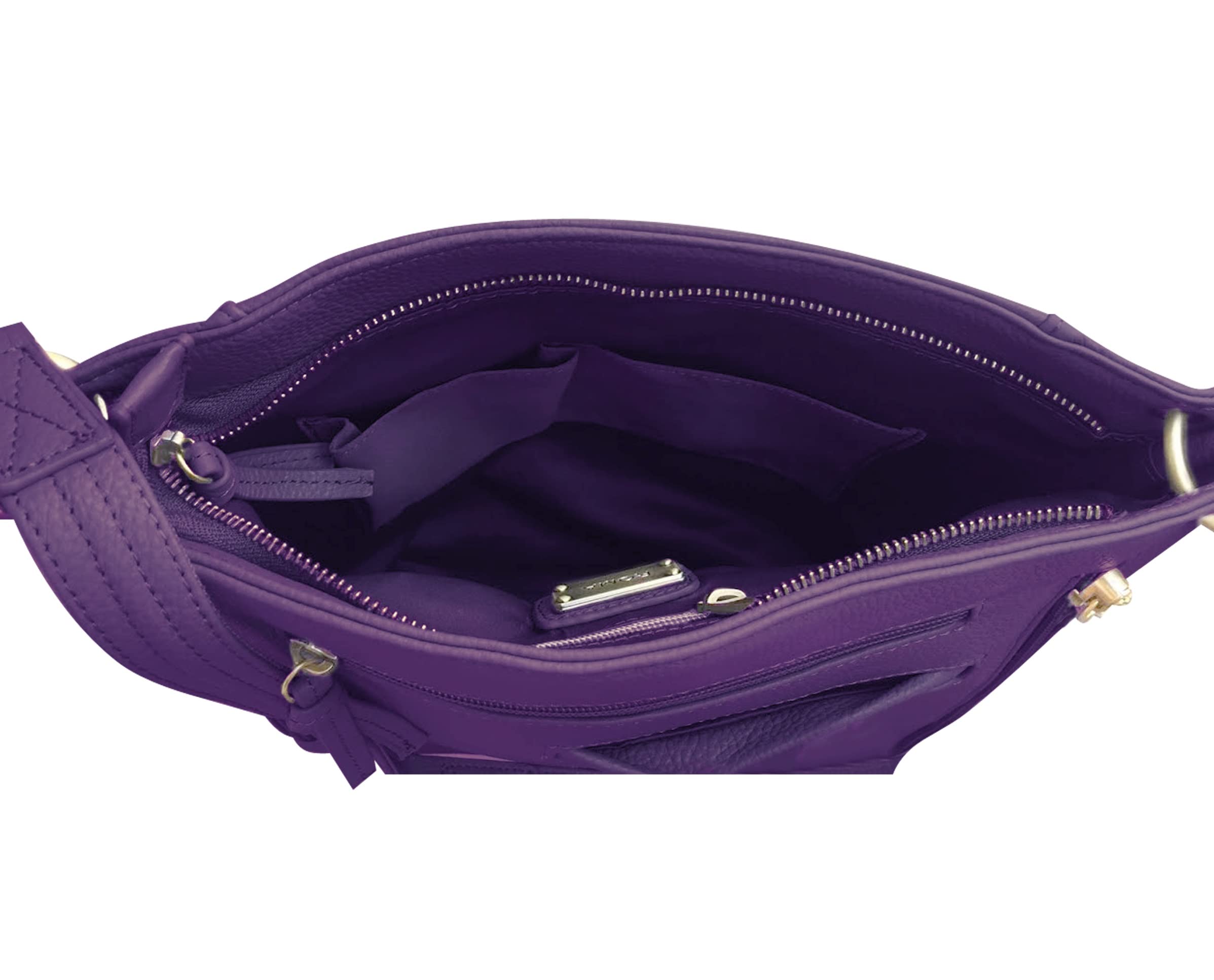 CCWBAGS Genuine Leather Satchel/Cross Body Concealed Carry Purse, Purple