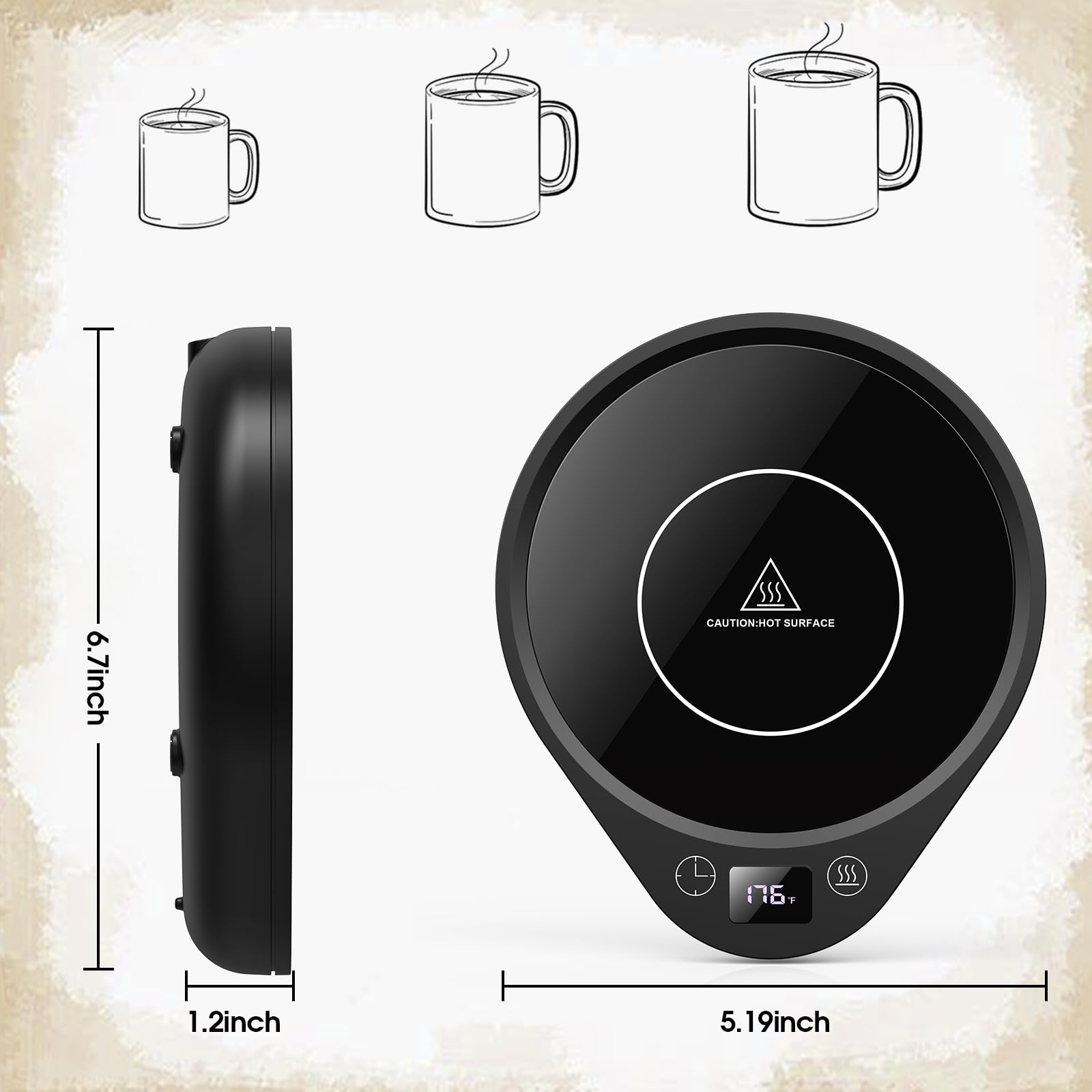 Coffee Mug Warmer,Electric Coffee Warmer for Desk with Auto Shut Off,Candle Warmer, 3 Temp & 6 Timer Setting Smart Cup Warmer for Heating Coffee, Beverage, Milk, Tea, Hot Chocolate with Greeting Card