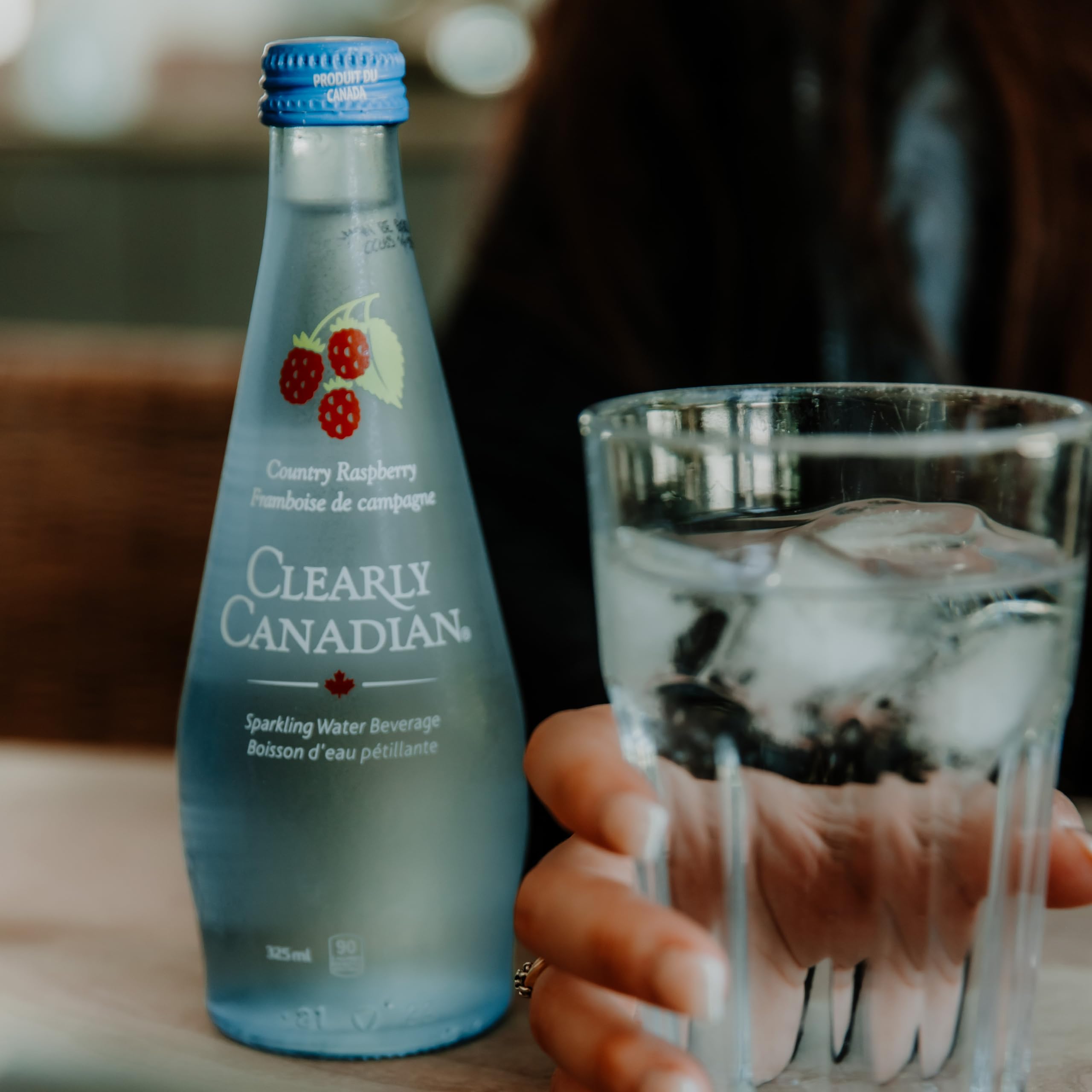 Clearly Canadian Country Raspberry Sparkling Spring Water Beverage, Natural & Carbonated, Flavored Seltzer Water, 1 Case (12 Bottles x 325mL)