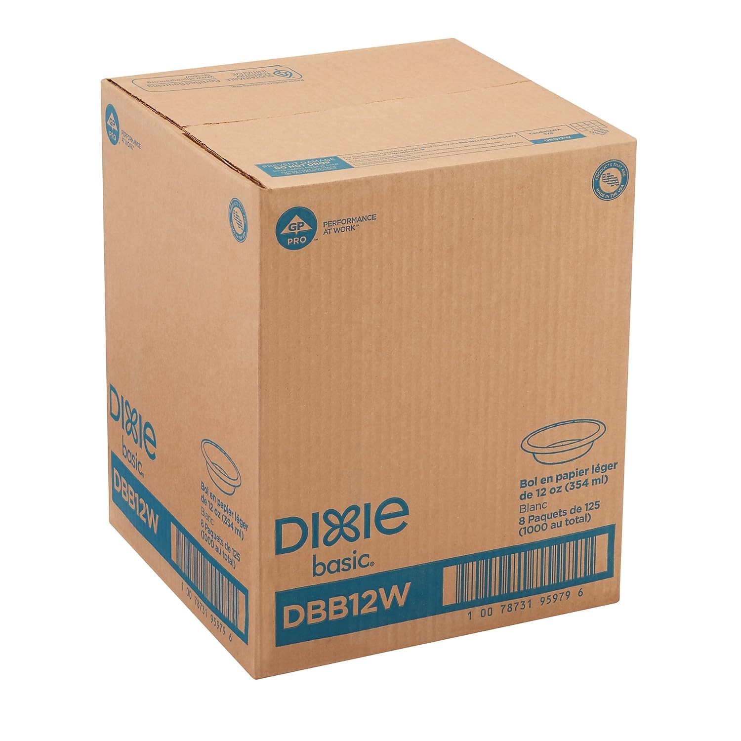 Dixie Georgia Pacific DBB12WCT Paper Bowl 12oz Cap 12.4-Inch x12.4-Inch x15.1-Inch 8PK/CT White