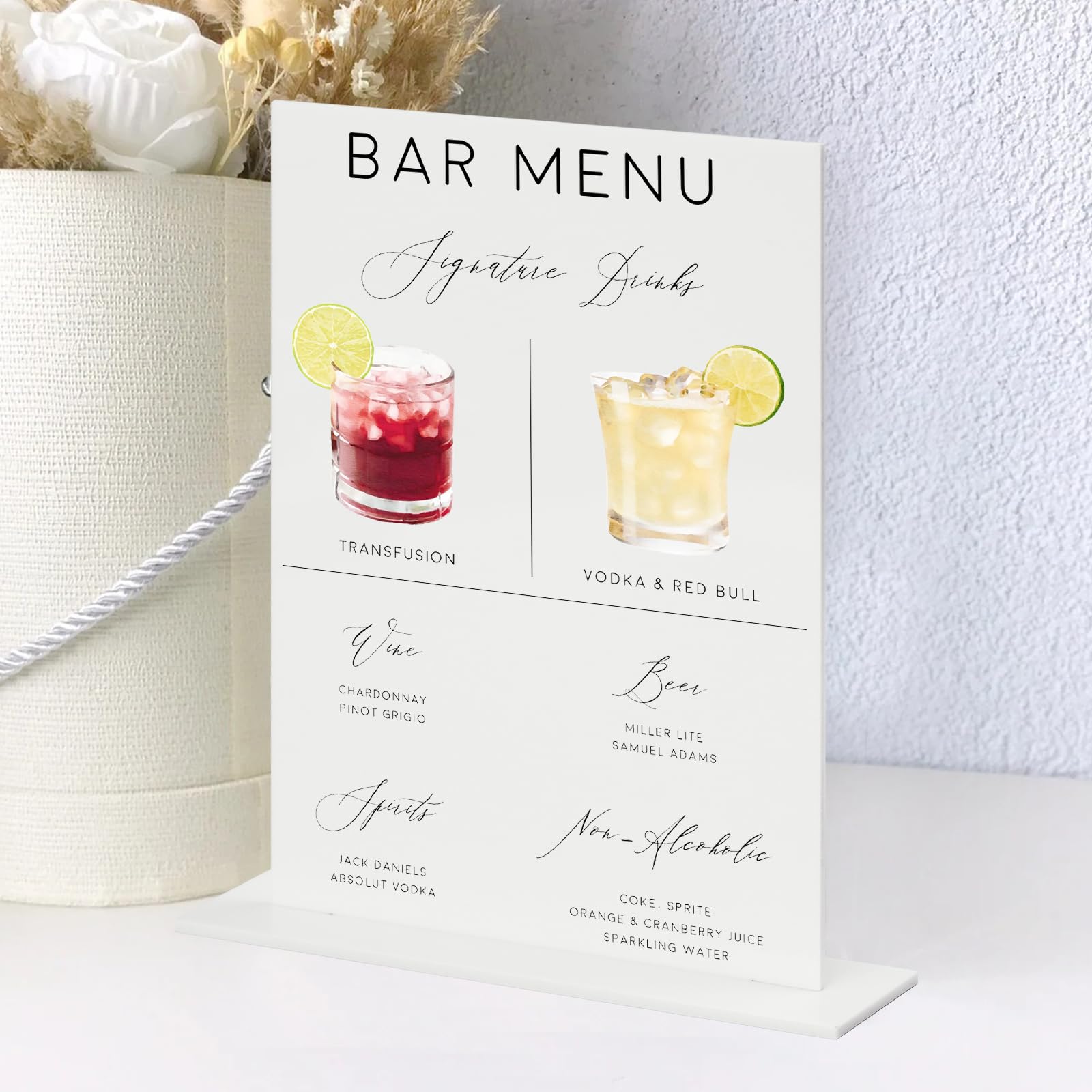 JINMURY 8x10 Inch White Acrylic Sign with Stand | 5 Pack Blank Acrylic Table Signs and Base for DIY Wedding Table Numbers, Wedding Signage, Events& Parties